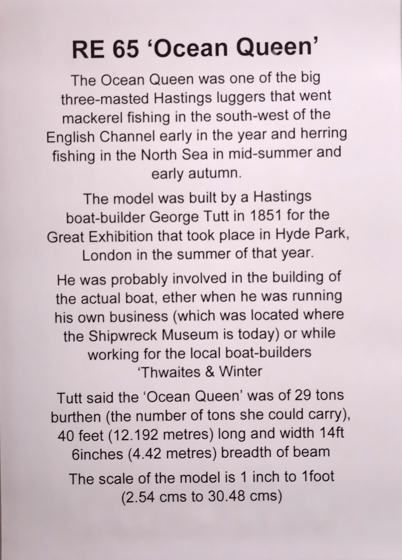 Ocean Queen RE65 model – New Exhibit – Old Hastings Preservation Society